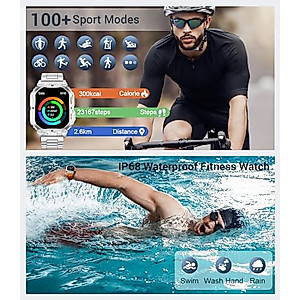 FOXBOX Smart Watch for Men Answer Call/Notification, 1.95" AMOLED Fitness Watch 108 Sport Modes Compass Step Heart Rate Sleep SpO2 BP Monitor, 5ATM Waterproof Military Smartwatch for Android iOS