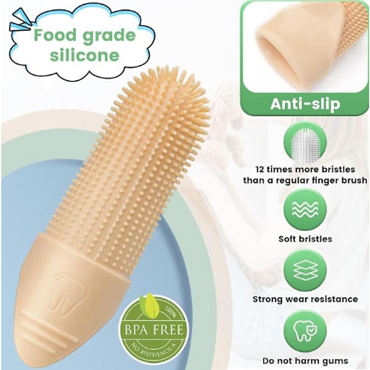 WallaSababa - Dog Toothbrush 4-Pack, 360º Dog Tooth Brushing Kit, Cat & Dog Finger Toothbrush for Small & Large Pets, Dog Teeth Cleaning Kit, Dental Care for Pets, Dog Toothpaste Not Included