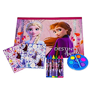 Disney Frozen 2 Coloring Book and Activity Super Set for Kids Toddlers ~ Frozen Painting and Coloring Book with Paint, Brush, Stickers, and Tote Bag (Frozen Party Supplies Bundle)