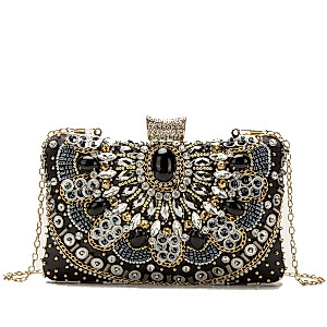LETODE clutch purse for women with Noble Beaded Sequin Bag evening handbag