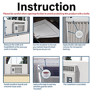Window Air Conditioner,Side Insulated Foam Panel, Summer/Winter Heat and Draft Insulating,One-Piece Full Surround Insulation Panels Window Seal New (White)