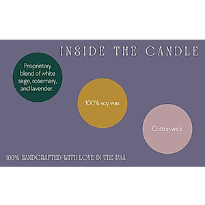 My Mystic Apothecary Sacred Smudging Candle - Candle Made with White Sage, Rosemary, and Lavender for Cleansing | Cotton Wick | 100% Soy Wax | 40 Hour Burn time | 7.75 Oz White Sage Candle