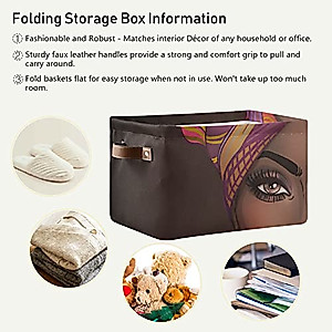 senya African American Woman(6) Storage Basket Storage Bin Storage Cube Box Durable Canvas Basket Organizer with Handles for Shelf Closet Bedroom Home Office