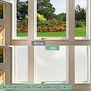 vivinin Frosted Glass Window Film,17.3x118.1 Inches Privacy Film Anti Uv, Frosted Window Privacy Film Non Adhesive, Window Film Privacy for Bathroom Home and Office