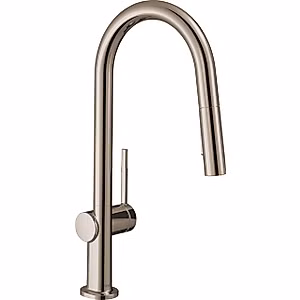 hansgrohe Talis N Brushed Nickel High Arc Kitchen Faucet, Kitchen Faucets with Pull Down Sprayer, Faucet for Kitchen Sink, Magnetic Docking Spray Head, Polished Nickel 72846831