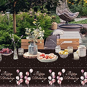 3 Pieces Black Rose Gold Birthday Tableclothes Rose Gold and Black Birthday Party Table Covers for Girls Women Plastic Pink Rose Gold Tablecloth for Birthday Party Decorations Supplies 54X108inch