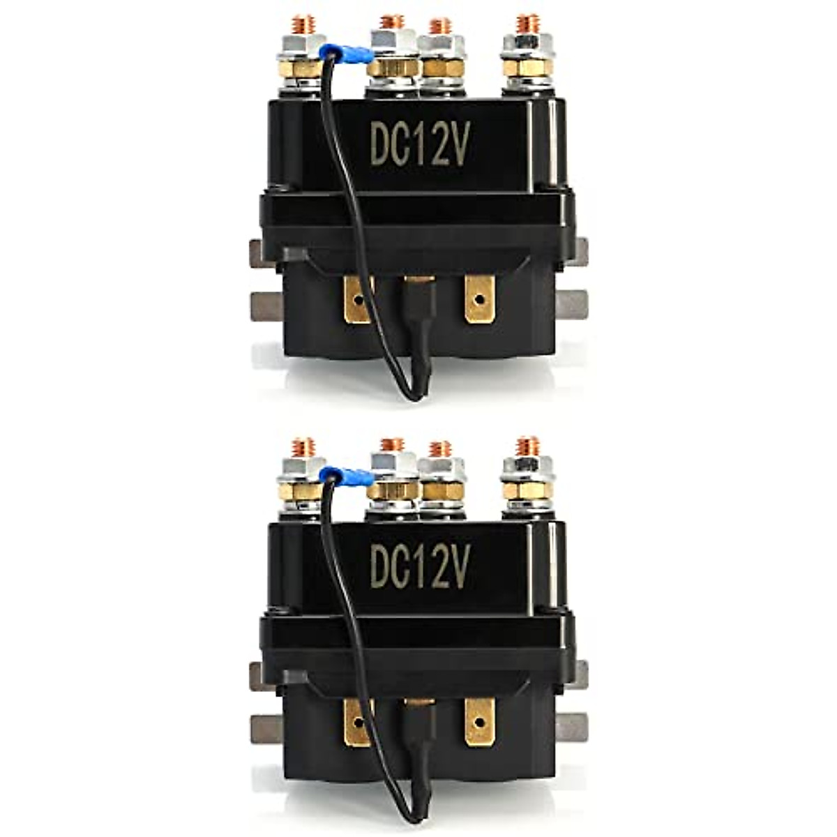 QWORK Solenoid Relay, 12V 250A Winch Relay Solenoid Replacement Contactor for 3000-5000lbs ATV UT Winch Control, 2 Pack