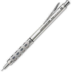 Pentel GraphGear 1000 Automatic Mechanical Drafting Pencil 0.5 mm - Includes Lead Refills & Eraser - Chiseled Metallic Grip with Soft Pads