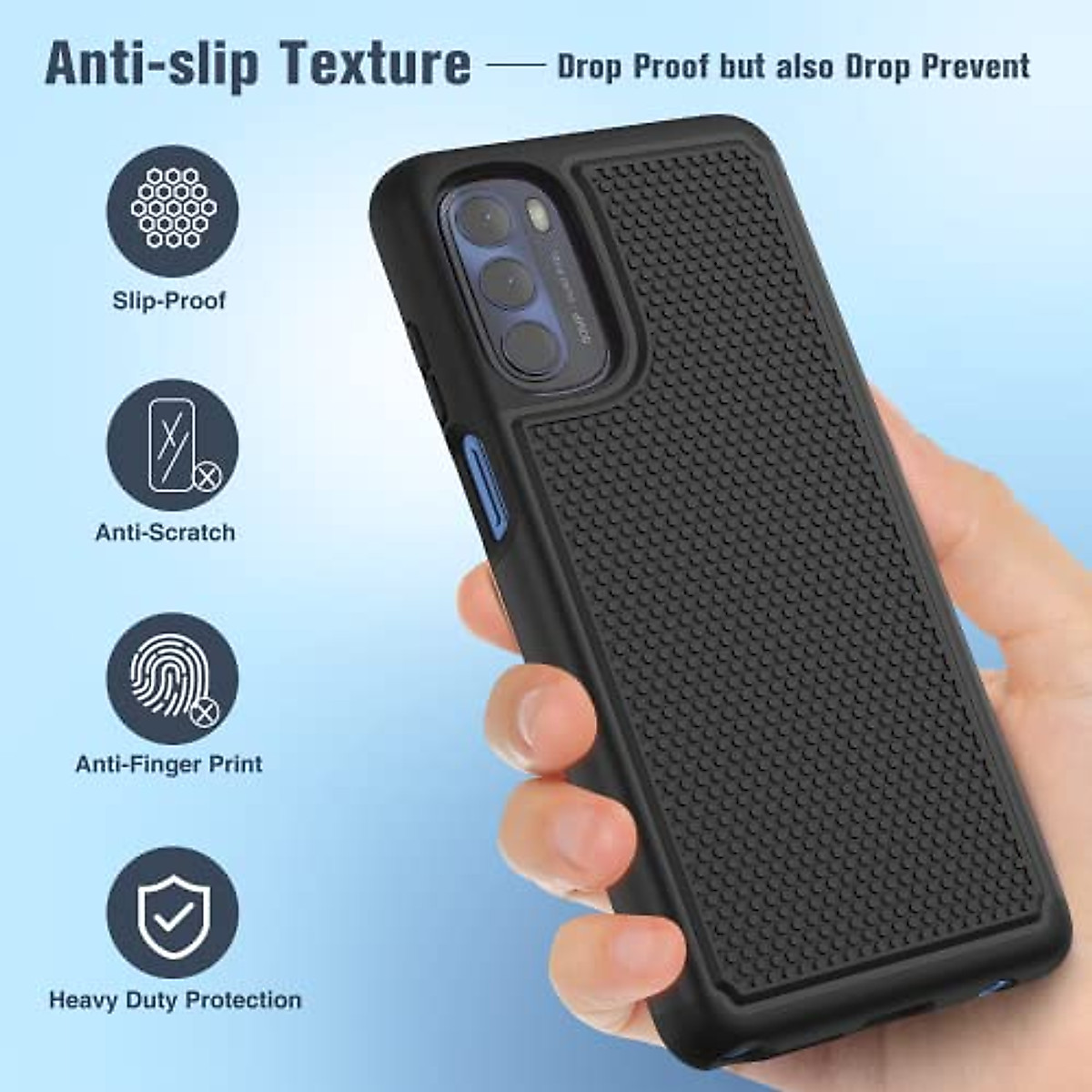 BNIUT for Motorola Moto G-Stylus 2022 Case: Dual Layer Protective Heavy Duty Cell Phone Cover Shockproof Rugged with Non Slip Textured Back - Military Protection Bumper Tough (Black Matte)