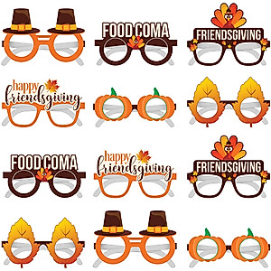 KatchOn, Happy Friendsgiving Glasses - Pack of 12 | Turkey Glasses for Friendsgiving Party Decorations | Thanksgiving Paper Glasses for Friendsgiving Decorations Indoor | Friendsgiving Party Favors