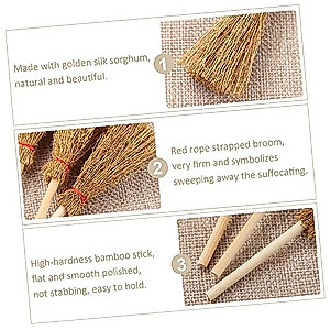 WHAMVOX 120 Pcs Mini Red Rope Broom 24pcs (Large Broom) Wizard Decor Small Decoration Mini Straw Brooms Broom Decoration Brooms for Sweeping Indoor Home Decor Broom Pendant Pine Wood Brown