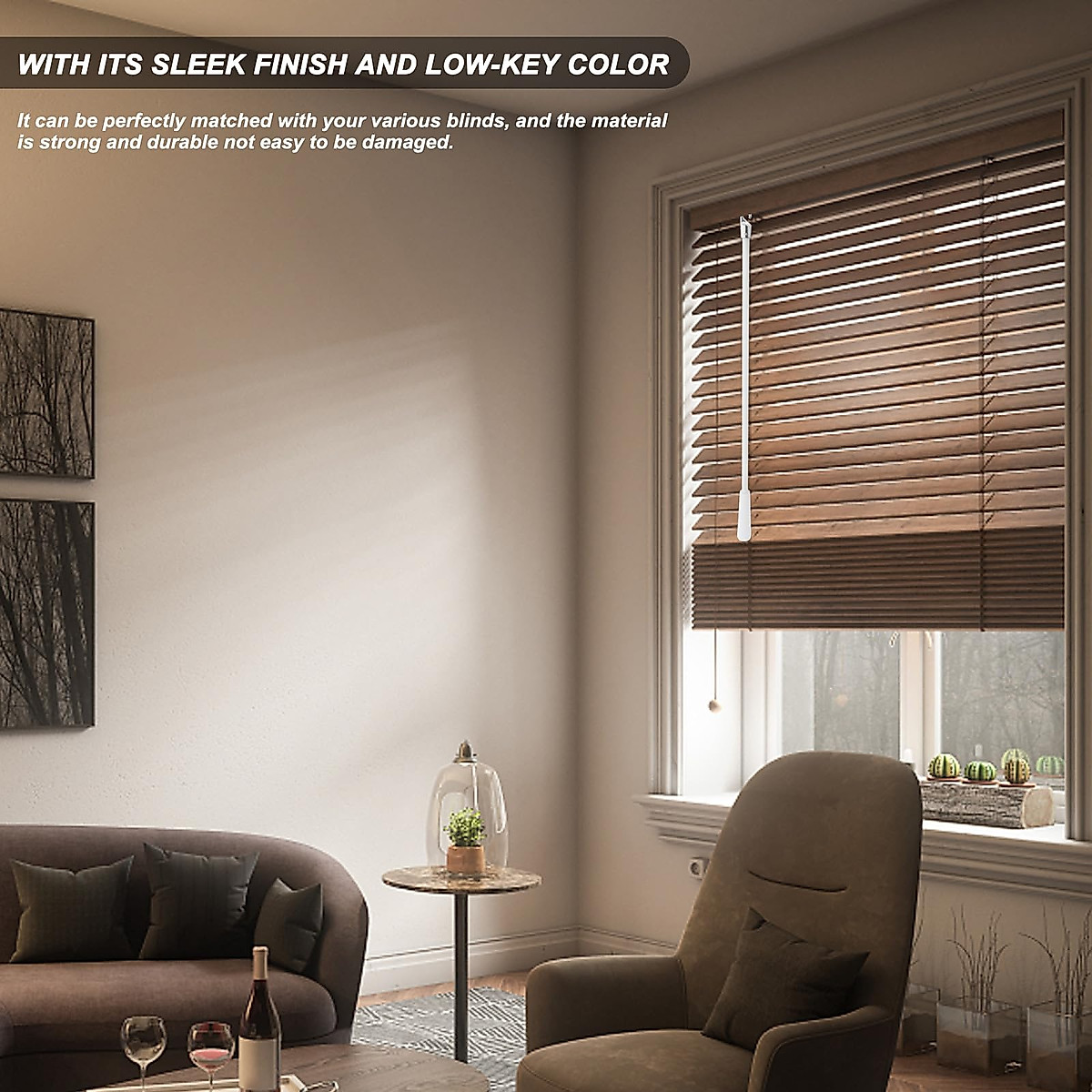 12 Inch White Fiberglass Blind Wand with Metal Hook, Window Blind Tilt Wand, Vertical Blind Wand Control Replacement Parts, Handle Curtain Stick Blind Rods for Opener Accessory, 1Pcs