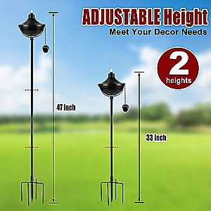 TaoTazon [2023 Newest 2 Packs Metal Garden Torches for Outside, 22oz Outdoor Metal Torch, Citronella Torches Lighting with 4-Prong Grounded Stake for Garden Patio Pathway