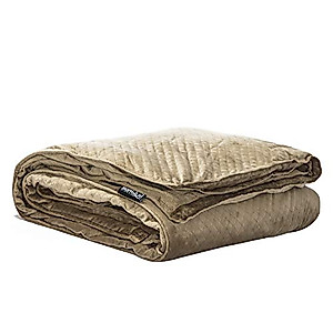 BlanQuil Quilted Weighted Blanket (Taupe 15lb) W/ Removable Cover.