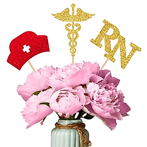 ALISSAR 15 Pcs Double Sided Glitter 2024 Nurse Graduation Party Centerpiece Sticks-Table Centerpiece for 2024 Nurse Graduation Party Decoration Party Supplies