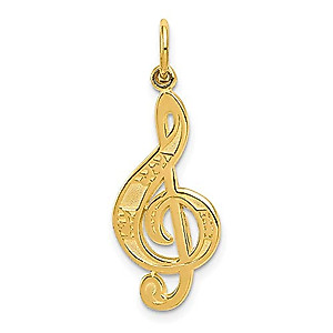 IceCarats 14K Yellow Gold Treble Clef Music Note Necklace Charm Pendant Only