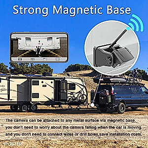 Magnetic Wireless Rechargeable Backup Camera - IPOSTER WiFi Backup Camera with Battery Night Vision Easy for Hitching Horse Gooseneck Boat Travel Trailer RV Fifth Wheels Camper for iPhone iPad Android