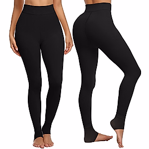 CHRLEISURE Women's Winter Warm Fleece Lined Leggings - Thick Velvet Tights Thermal Pants (Black, M/L)