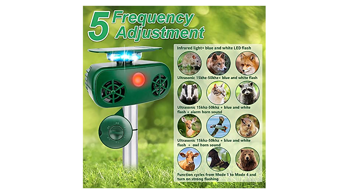 Defendy Solar Ultrasonic Animal Repeller for Yard & Garden