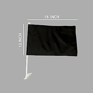 Solid Black Car Window Clip Flag Fade Resistant Vehicle for Patriotic, Sports Events, Parades - Premium - Double Side Printing (Pack of 100)