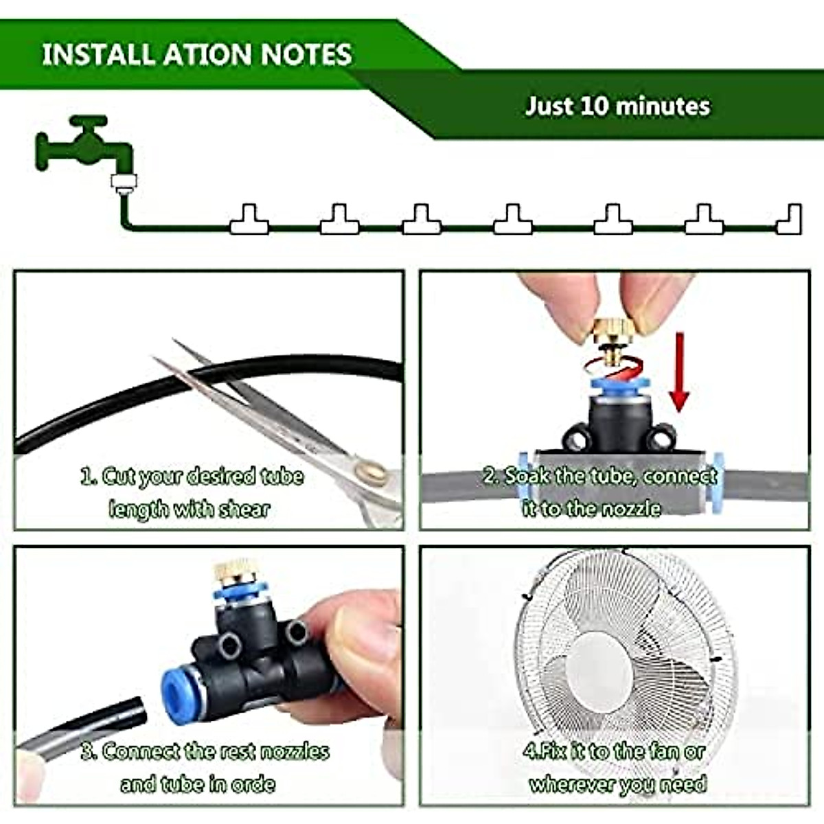 Trampoline Misting System, Garden Mister System, Outdoor Parasol Misting, DIY Greenhouse Misting System, for Patio, Garden, Lawn, Greenhouse,6m,Tranquillity69