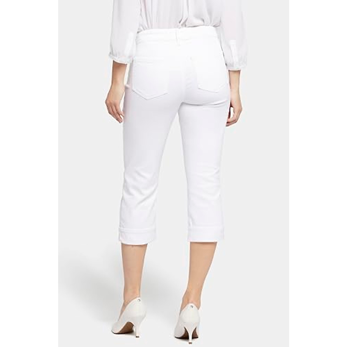 NYDJ Women's Marilyn Straight Cuff Cropped Slimming Jeans, Optic White, 10