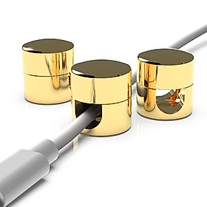 ICONIT Cable Anchors for Desk Organization Gold | Premium Aluminum Cord Organizers | Charger + Cable Management Clips for Home & Office | Stylish, Sturdy, & Functional | (3 Pack)