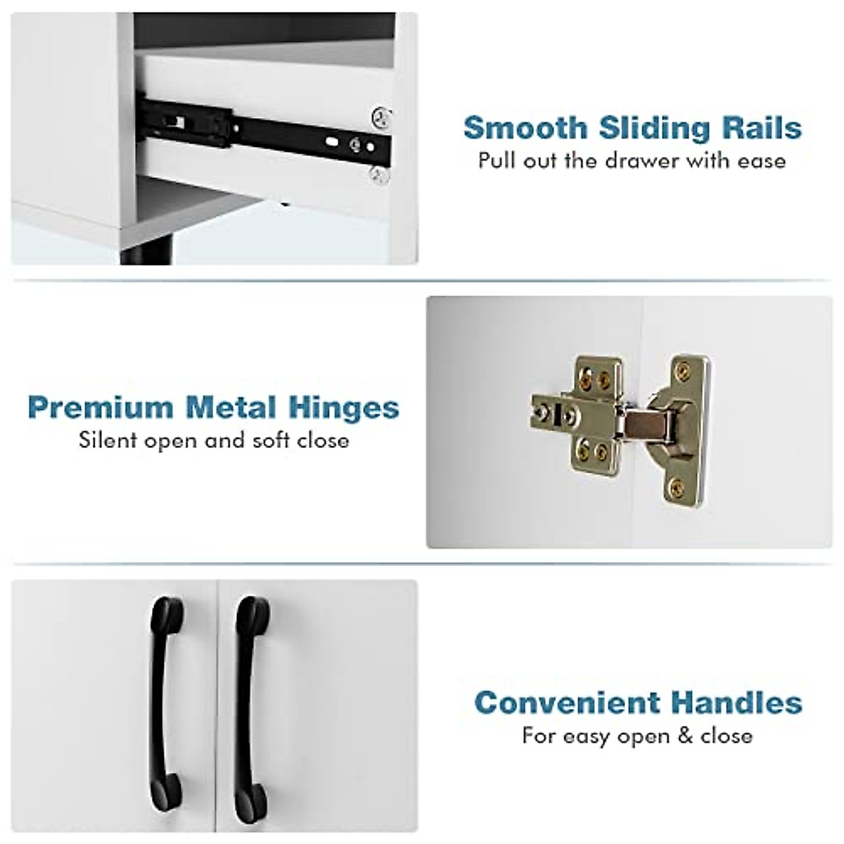 Giantex Storage Cabinet Buffet Sideboard, Accent Cabinet with Doors, Pull-Out Drawer, Freestanding Bathroom Floor Cabinet, Cupboard for Living Room, Entryway Dining Room Bar Cabinet (White)