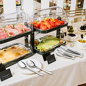 12PCS Stainless Steel Serving Utensils Sets - Large Serving Spoons,Slotted Spoons,Serving Tongs,Appetizer Tongs,Utensills Sets for Buffet Catering Banquet Party (Silver)