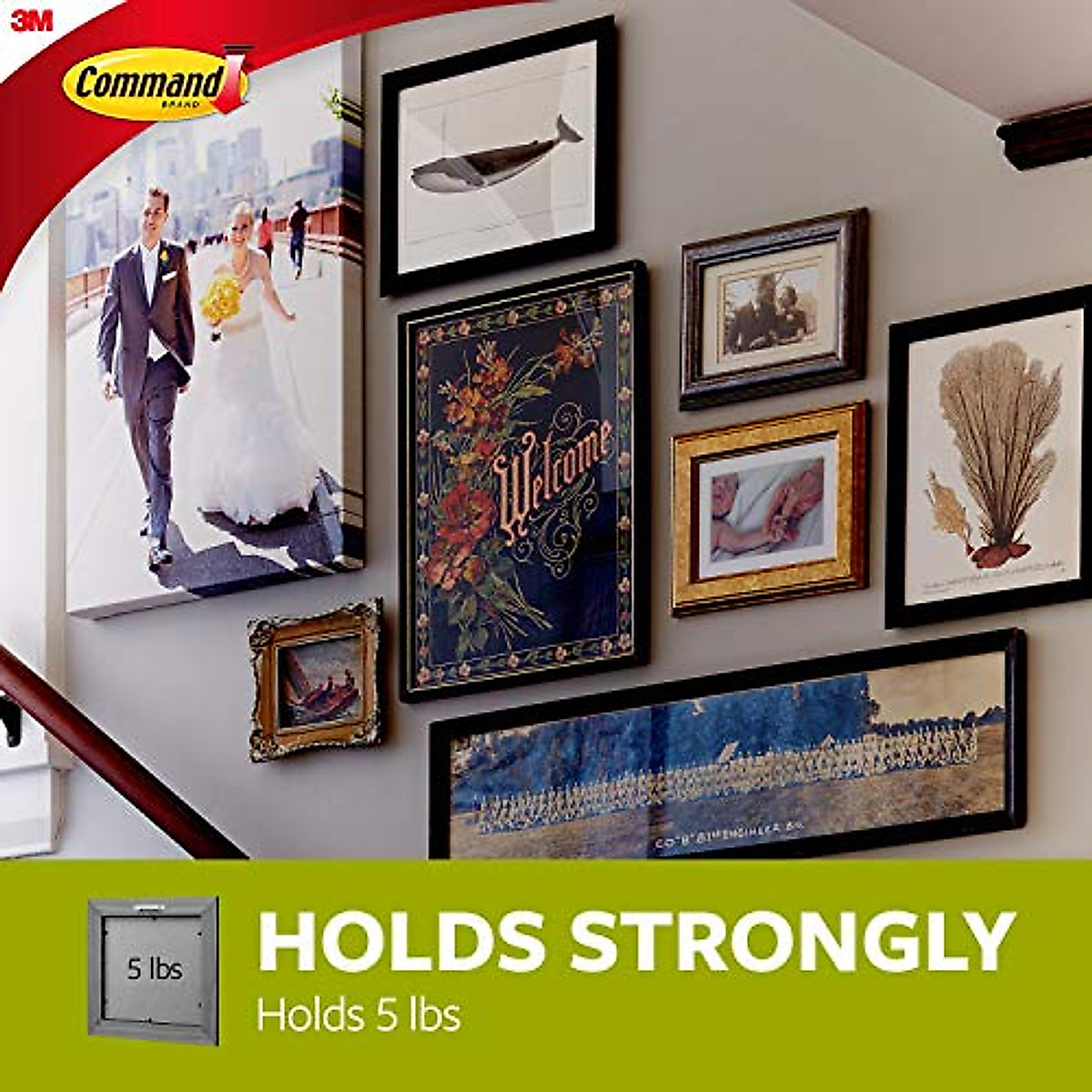 Command Large Universal Frame Hanger, 3 Picture Hangers with 6 Command Strips and 6 Frame Stabilizer Strips, Decorate Damage-Free