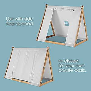 New P'kolino Tent Twin Floor Bed - Natural or White Frame, Grey, Children’s Bedroom Furniture … (Natural Frame)