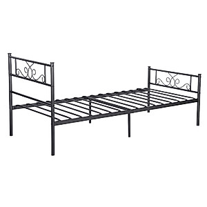 Weehom 12.7 Inches Metal Platform Bed Frame/Sturdy Strong Steel Noise Free/None Slip Mattress Foundation/No Box Spring Needed/Platform Twin Size Bed Black