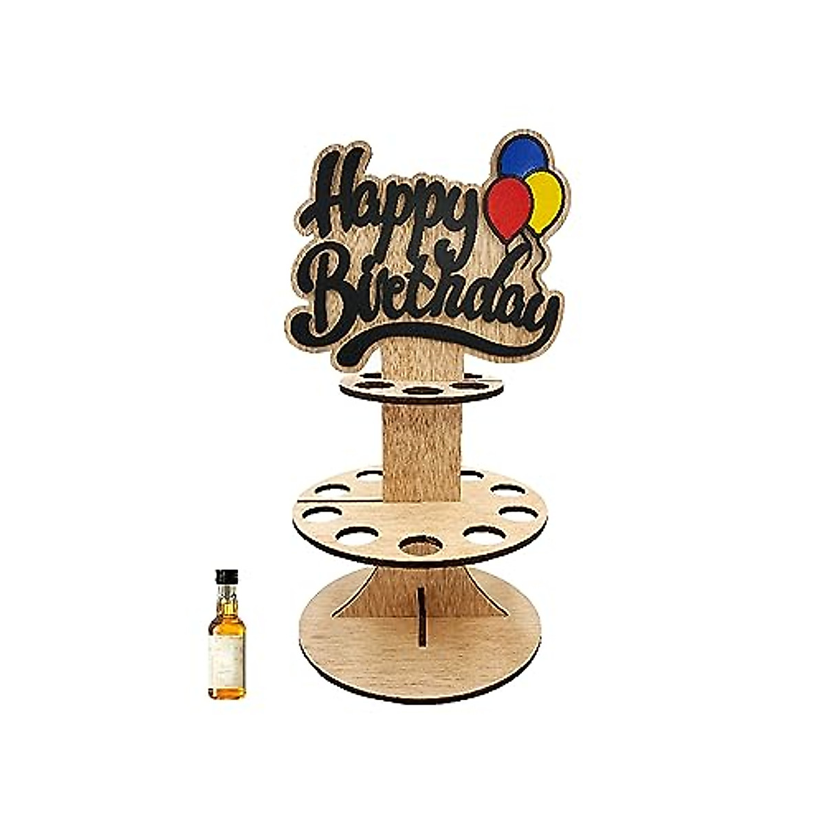 Lumber Reveal USA Mini Liquor Bottle Cake Display Shelf for 21st Birthday or Other Ages | Hand Assembled and Laser Cut | Happy Birthday and 21 Mini Liquor Bottle Holder Bday Natural