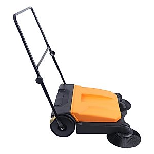 Walk-Behind Hand Push Floor Sweeper, 26.77 * 27.17 * 36.61in Sweeping Width Floor Sweeper Manual Manual, Hand-Push Sweeping Sweeper, Angle & Height Adjustable Folding Handle for Walkway, Yard, Garage