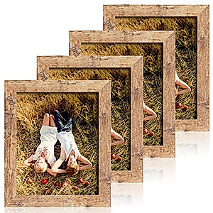 iRahmen 4 Pack 8x10 Rustic Picture Frame Set with High Definition Glass Photo Frame for Desktop Display and Wall Mounting (IR-US002-BR-P8X10(4PK))