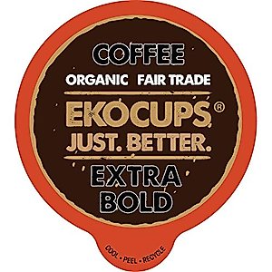 EKOCUPS Organic Extra Bold Roast Coffee Pods, Extra 30% More Coffee Per Cup, Artisan Fair Trade Dark Roast, Extra Bold Coffee for Keurig K Cup Machines, Recyclable Pods, 40 Count