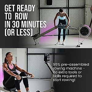 Row Warrior Air Rowing Machine | Foldable Gym-Quality Rower Machine for Home Gym | 10- Damper Levels Cardio for Full-Body Workout | for Home Use with LED-Monitor