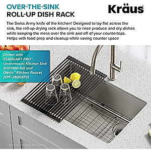 Kraus KRM-10NB Kore Multipurpose Over-Sink Roll-Up Dish Drying Rack, 21 Inch-Regular, (Cyan Blue), 20.5 L x 12.3 W