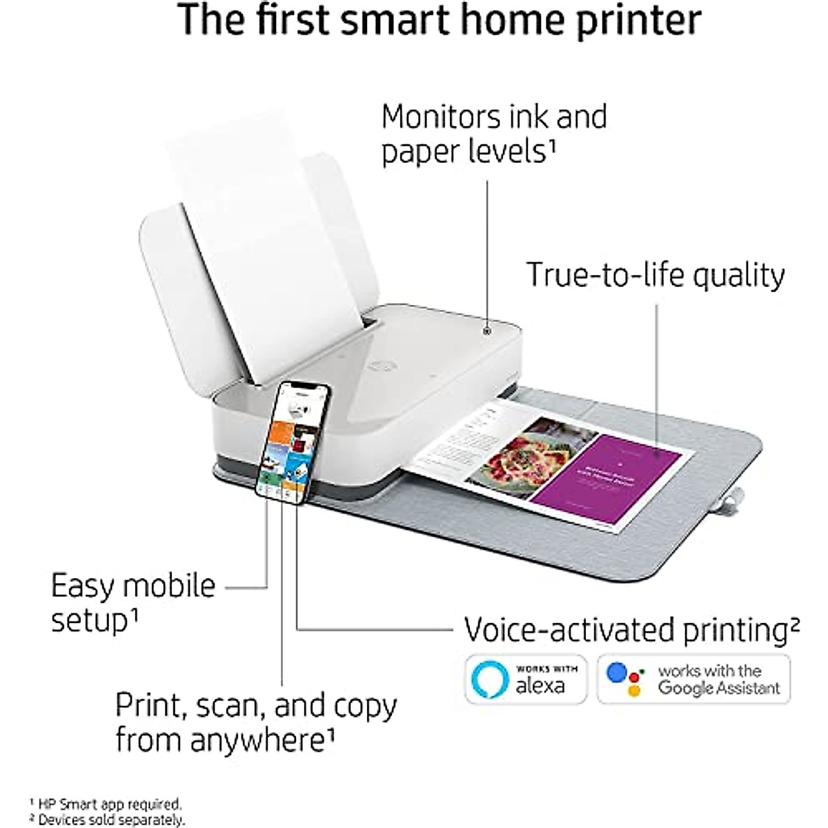 PC Universal Tango X Smart Wireless Printer with Indigo Linen -Cover – Mobile Remote Print, Scan, Copy, HP Instant Ink 3-Port USB Charger
