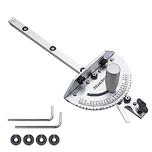 POWERTEC 71142 Universal Table Saw Miter Gauge Assembly/Miter Gauge with 27 Angle Stops