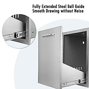 Karpevta Propane Tank Drawer W16XD18XH22.3 Inches Stainless Steel Drawers for Outdoor Kitchen Grilling Outdoor Trash Can Storage Propane Tank Storage