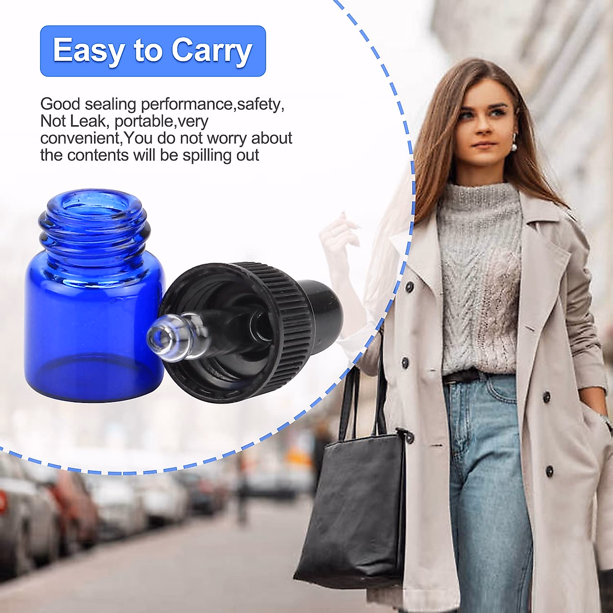 Cobalt Blue Glass Dropper For Essential Oils,1ml(1/4 Dram) Pack of 100,Glass Sample Bottle With Glass Eye Dropper Dispenser,Empty Glass Tube Vials Aromatherapy Container-Pipette&Funnel Included