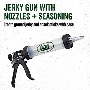 LEM Products Jerky Gun with Nozzles, Backwoods Seasonings, Plastic