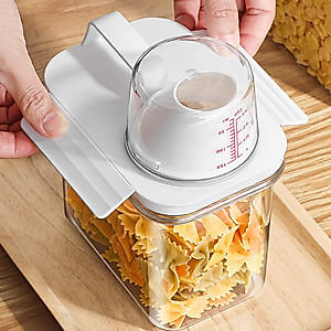 NBILIC Cereal Storage Container Set (Measuring Cups) BPA Free PET Plastic Material, Reusable, Pantry Organizer, Food Portion Containers (Set of 4 2 Large 2 Small) Repeatable