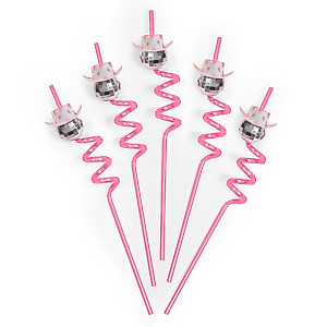 xo, Fetti Disco Cowgirl Pink Reusable Straw Set - 12 pc | Last Disco Bachelorette Decorations, Rodeo Birthday Party Supplies,Space Cowboy Favors