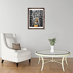 Finefrarm 12x16 Frames Display Pictures 11x14 with Mat or 12x16 Photo Without Mats Farmhouse Distressed Brown Picture Frames Wall Art for Living Room Wall Mounting Decor