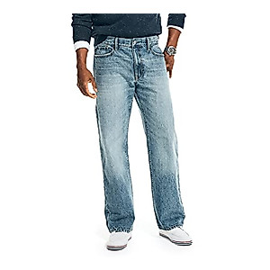 Nautica mens Nautica Authentic Loose Denim Jeans, Basalt Lake Wash, 30 US