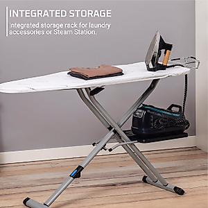 Rowenta Pro Compact Ironing Board with Hanger Rack 18 x 54 Inches Space Saving, Folding, 4 Legs IB9100,Beige
