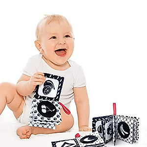 My First Soft Book,teytoy Nontoxic Fabric Baby Cloth Activity Crinkle Soft Black and White Book for Infants Boys and Girls Early Educational Toys Perfect for Baby Shower -Pack of 6