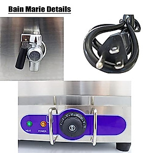 HQHAOTWU 5-Pan Electric Food Warmer Commercial Bain Marie Buffet Stainless Steel Soup Warmer Food Container for Catering Restaurant Canteen with One 1/3 Pan and Four 1/6 Pans